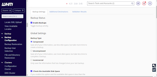 How to Configure Backup for WHM/cPanel