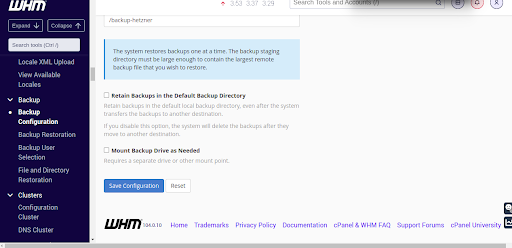 How to Configure Backup for WHM/cPanel